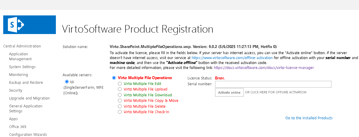 Online product activation - Virtosoftware Guides & Docs