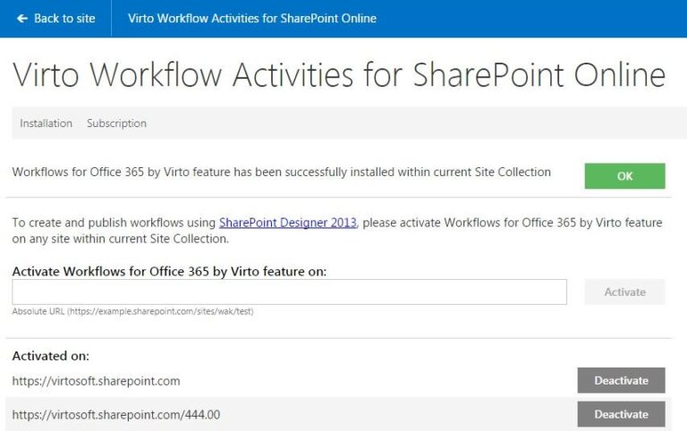 Activating Activities Kit for SharePoint Online - Guides & Docs