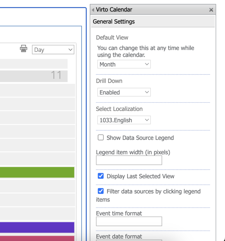 Classic calendar settings - Virtosoftware Guides & Docs