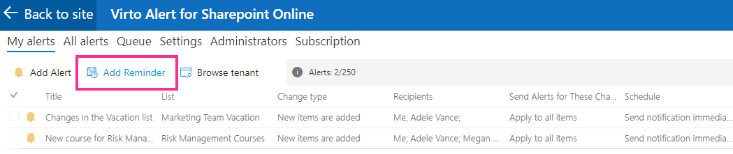 Creating a reminder - Virtosoftware Guides & Docs