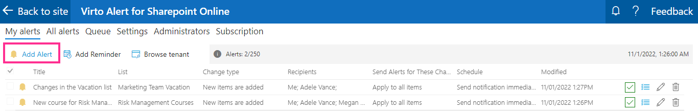 Creating an alert - Virtosoftware Guides & Docs
