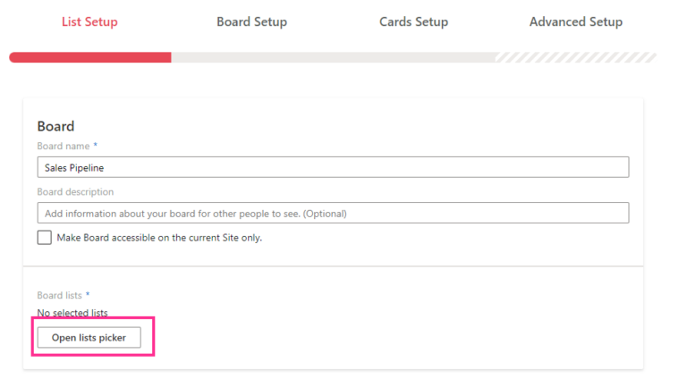 How to configure board for an existing list - Virtosoftware Guides & Docs