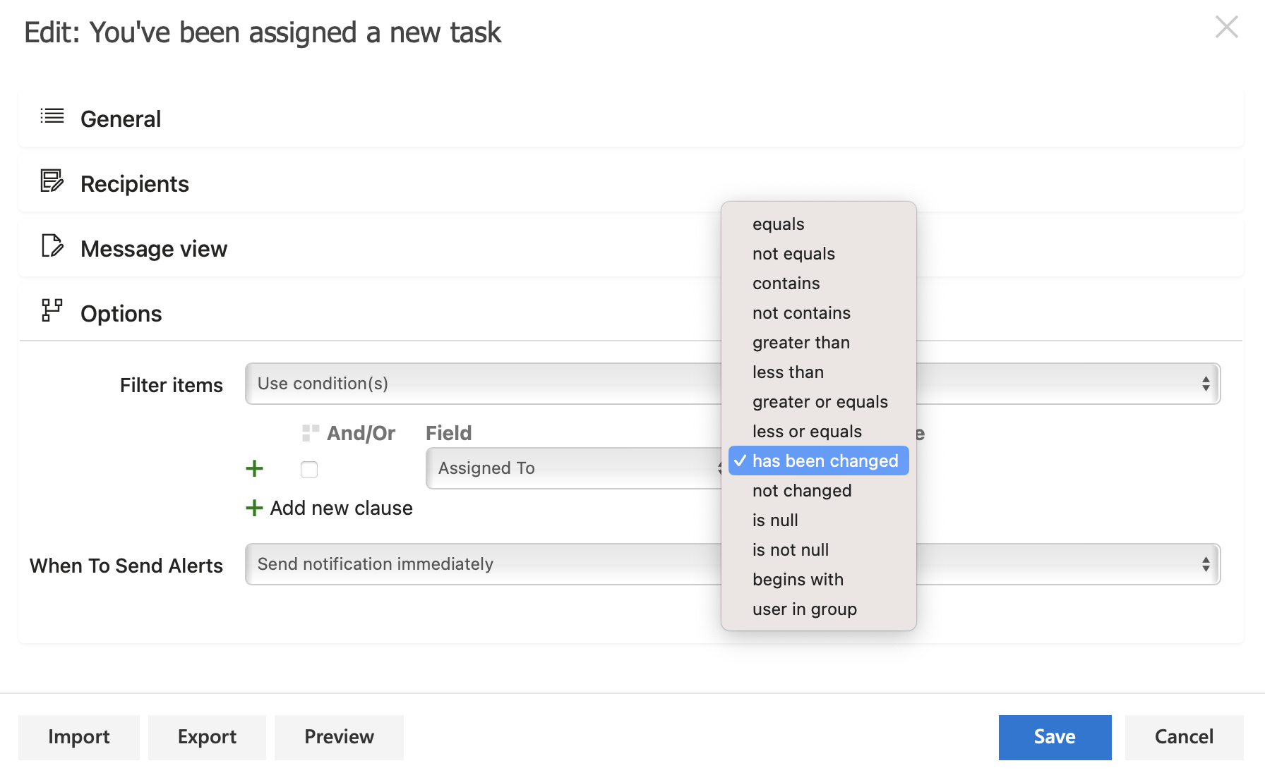 How to set up an alert if a task has been assigned to a user? - Virtosoftware Guides & Docs
