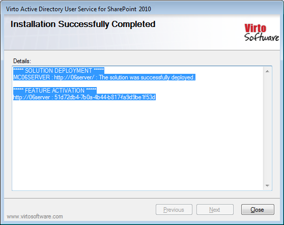 Installing Virto Active Directory User Service For Sharepoint 2010 Virtosoftware Guides And Docs
