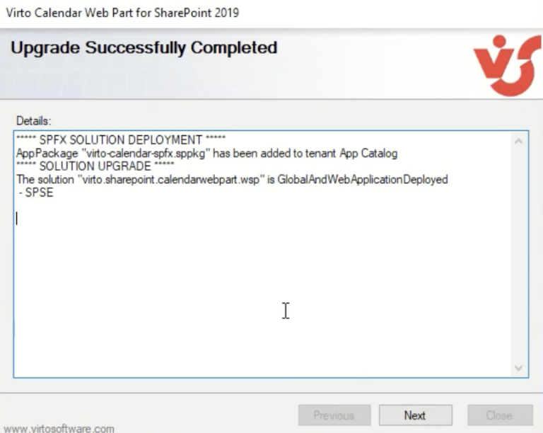 Minor Upgrade of the Virto Calendar web part - Virtosoftware Guides & Docs