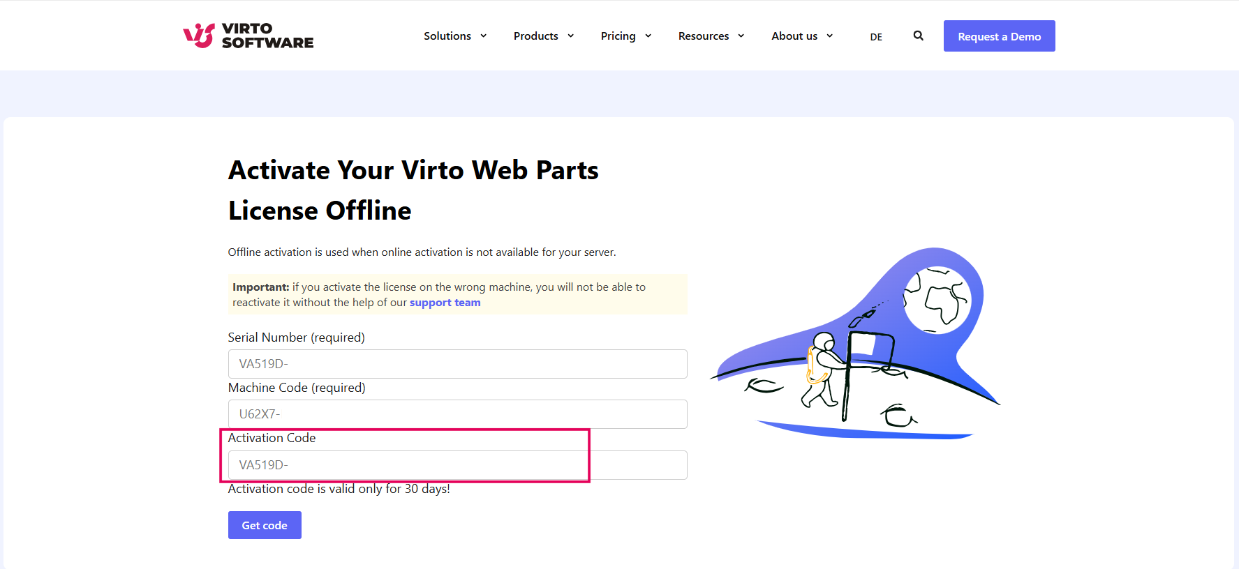 Offline product activation - Virtosoftware Guides & Docs