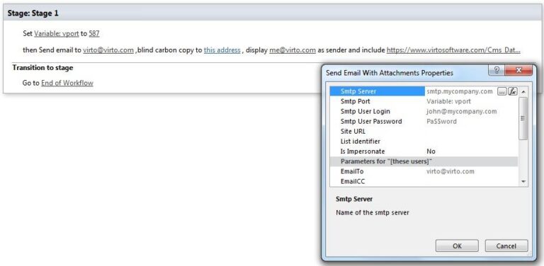 Send email with attachments - Virtosoftware Guides & Docs