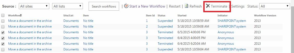 Terminating Running Worflows - Virtosoftware Guides & Docs