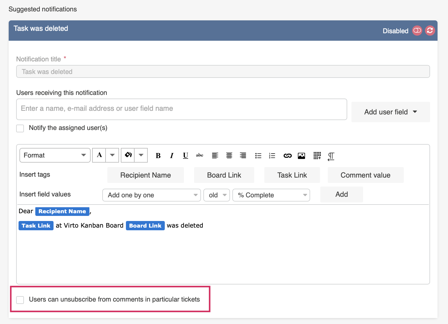 Notifications - Virtosoftware Guides & Docs