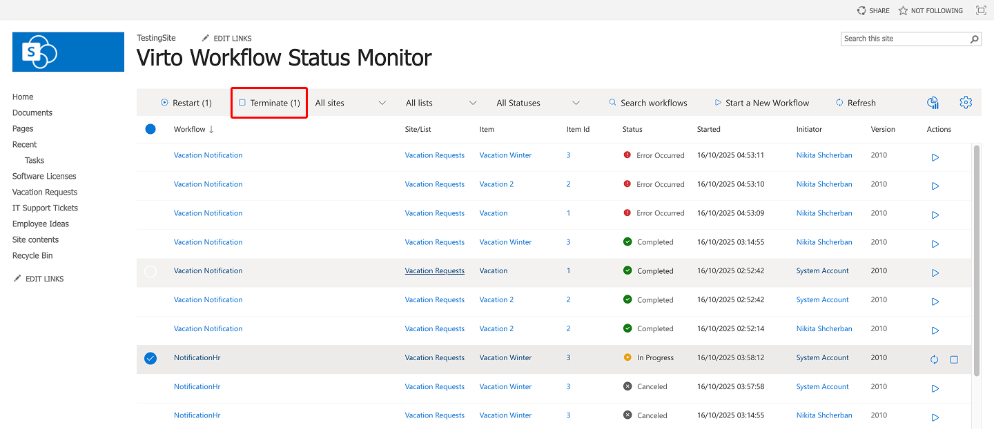 Terminating Running Worflows - Guides & Docs